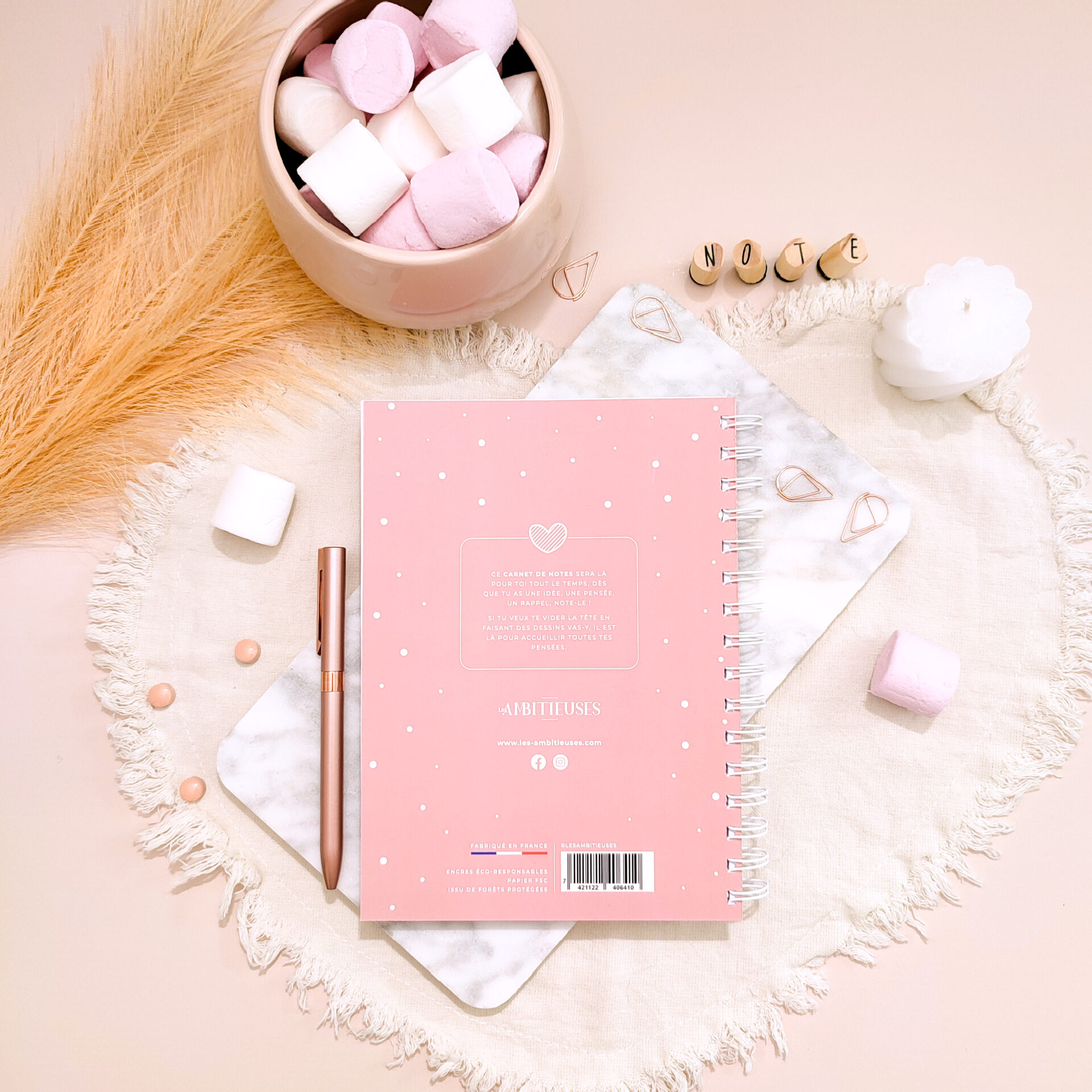 Carnet de notes - Cocooning rose - Les Ambitieuses